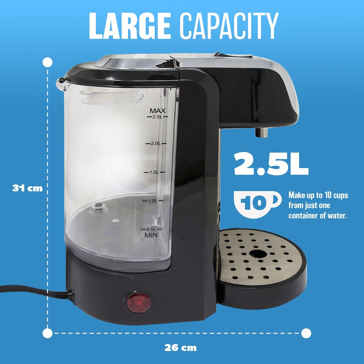 2.5L INSTANT HOT WATER DISPENSER TEA COFFEE BOIL KITCHEN TANK KETTLE ...
