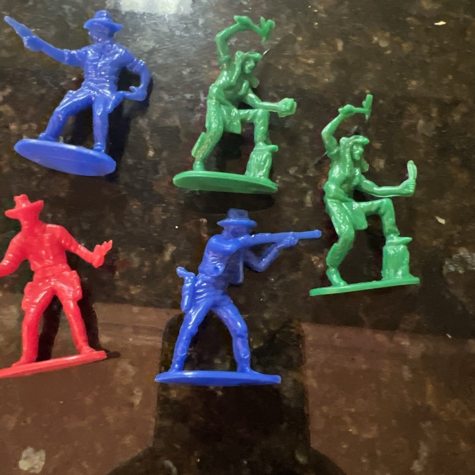 Vintage Tim Mee Toys Cowboys And Indians Figures Men Red Green Yellow ...
