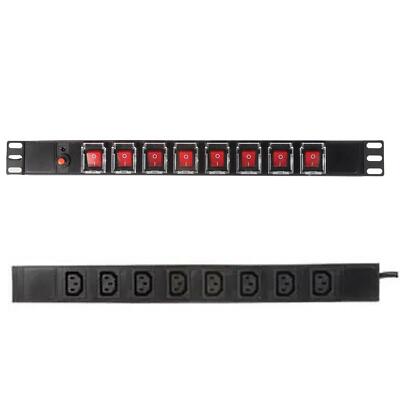 Pulse 19' Rackmount IEC Switch Panel PDU PC-08 rack switch panel IEC ...