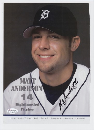 MATT ANDERSON DETROIT TIGERS SIGNED 8X11 MAGAZINE PHOTO AUTO AUTOGRAPH ...