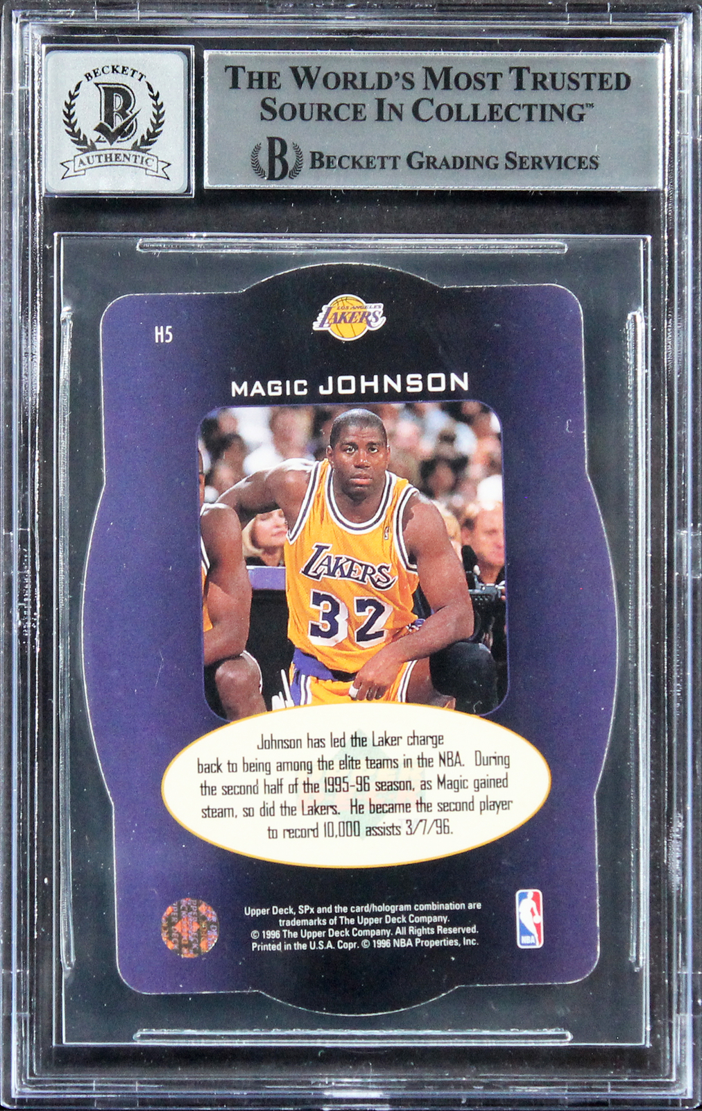 Lakers Magic Johnson Signed 1996 SPX Holoview Heroes #H5 Card Auto 10! BAS Slab | eBay