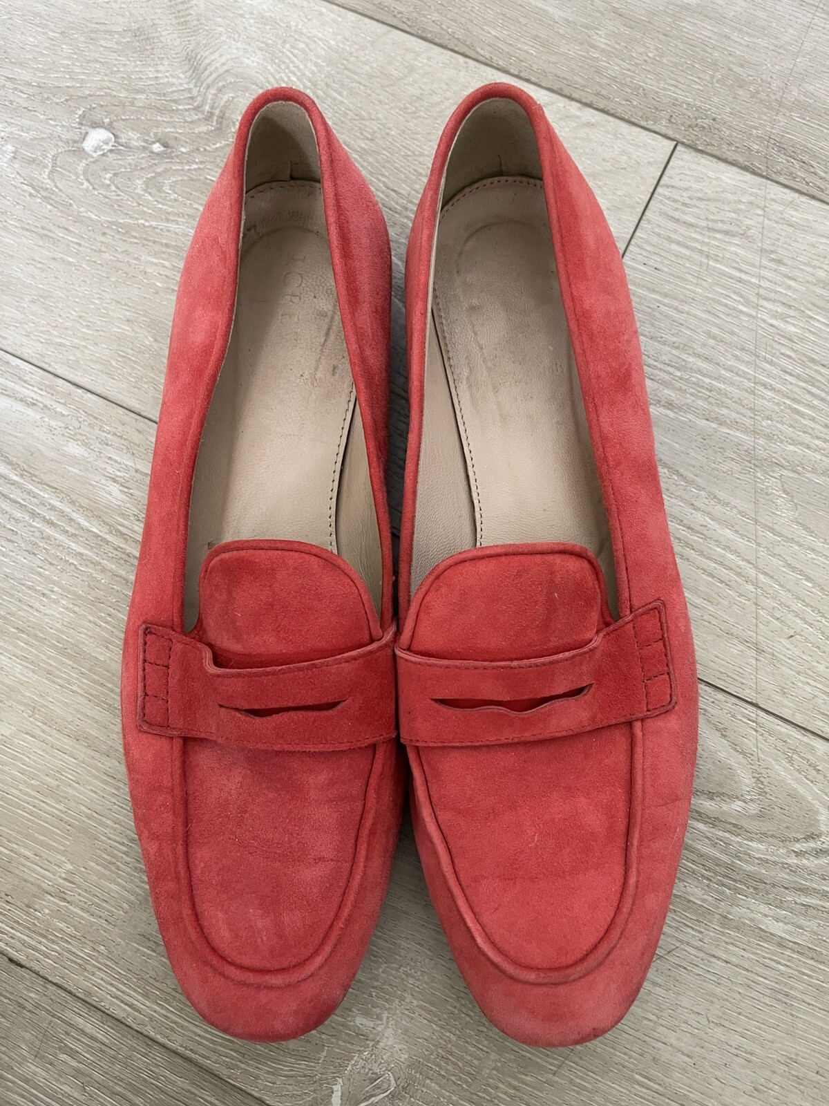JCREW Charlie Penny Loafers in Suede Flats $168 9.5 Flame Red F5592 ...