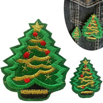 Christmas tree iron on patch xmas Christmas in July green xmas iron-on patches | eBay