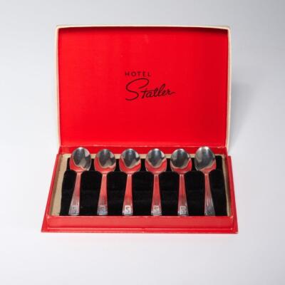 Set of (6) Vintage Hotel Statler Demitasse Spoons, 4.5"l in box | eBay
