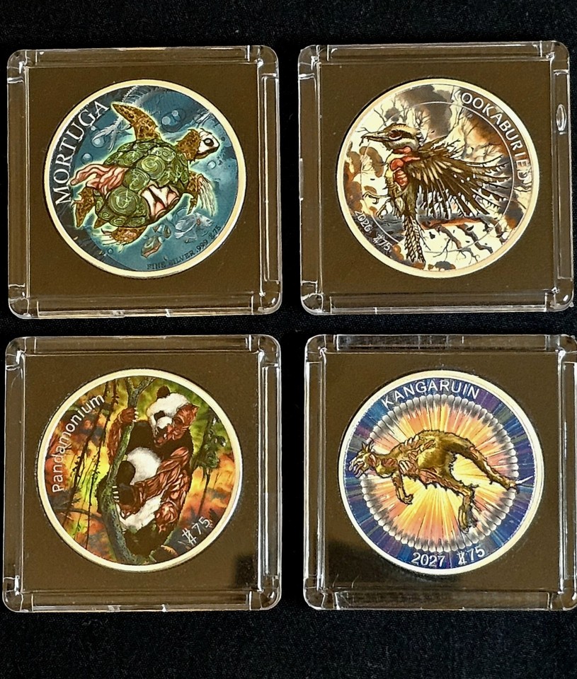 4 Colorized Zombucks World 1 oz Silver Rounds Limited Colorized Edition ...