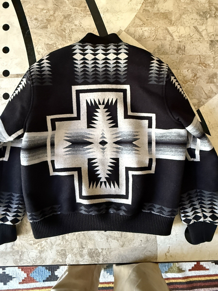 EUC Pendleton Indian Aztec Print HARDING Wool Bomber Style Jacket Men's ...