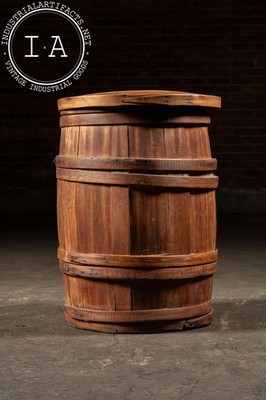 Early 20th-Century Wooden Storage Barrel with Lid | eBay