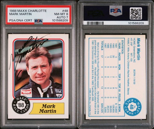 Mark Martin 1988 Maxx RC Card #48 Autograph PSA DNA NM-MT 8 AUTO 7 Pop ...
