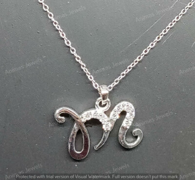 0.25CT Round Cut Moissanite Letter "M" Name Pendant Necklace 925 ...