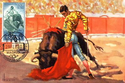 Bullfighting Stamped Postcard Poster #1 Canvas Art Poster 16"x 24" | eBay