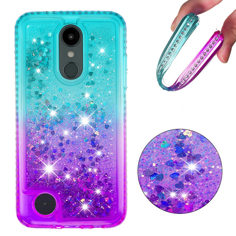 For LG Aristo 2/3,LG Zone 4/K8 Case Sparkly Floating Liquid Glitter ...