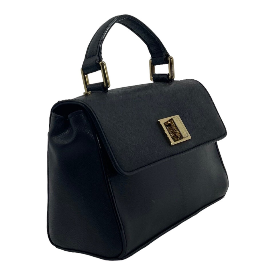 CALVIN KLEIN Small Leather Handbag Top Handle Satchel Classic Mini Bag ...