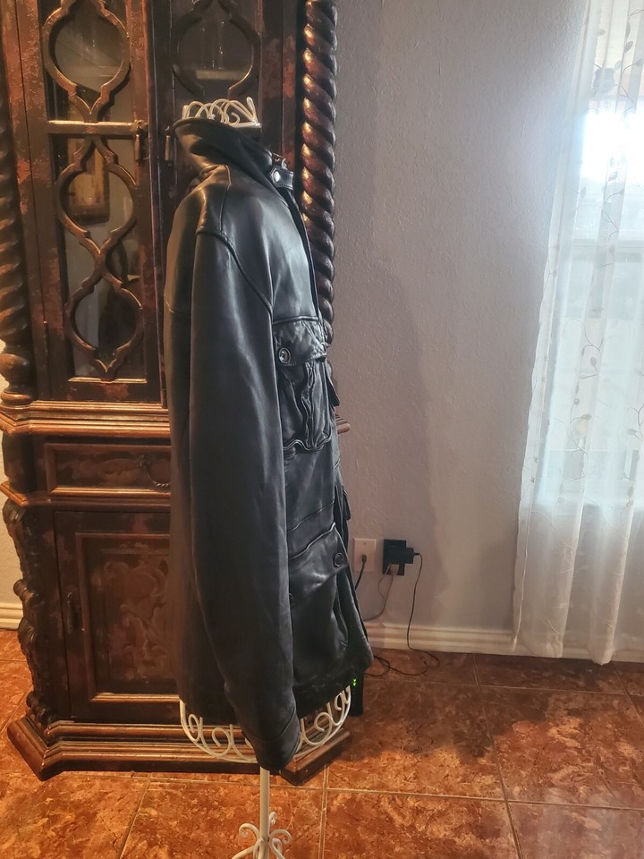 Perry Ellis Men’s Classic Lambskin Leather Jacket Black - Size M | eBay