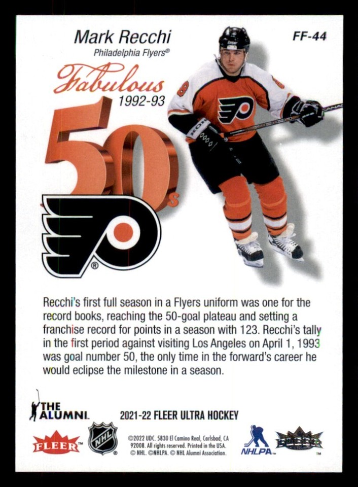 2021-22 Ultra Fabulous 50s Mark Recchi Philadelphia Flyers #FF-44 | eBay