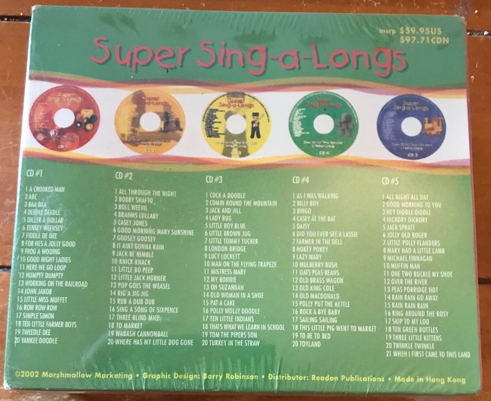 Super Sing-A-Long Chidrens 5 Disc Set By Readon Publications Inc. New ...