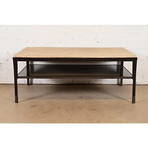 Bill Sofield for Baker Furniture Modern Mahogany Raku Top Coffee Table ...
