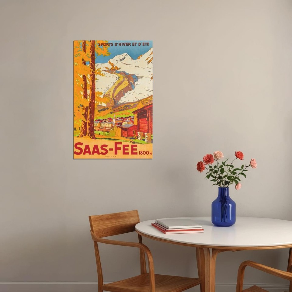 364946 Saas-Fee Switzerland Vintage Travel Art Decor Wall Print Poster ...