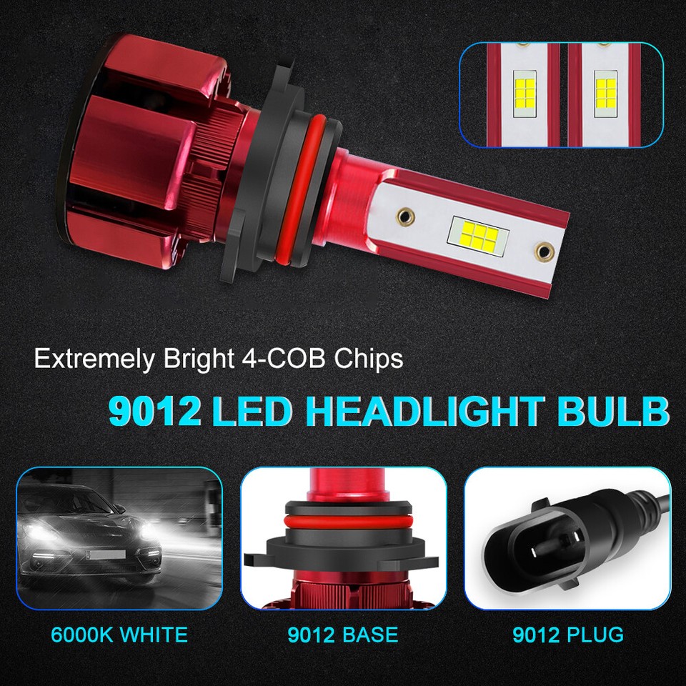 HIR2 9012 LED Headlight Bulbs Hi Low Beam 6000K Super Bright High power ...