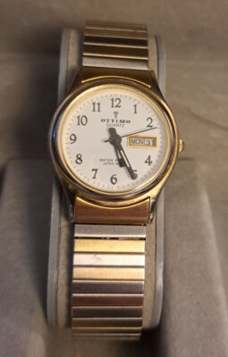 Ladies Ottimo Gold Tone Quartz Watch W/ Day/Date Calendar | eBay