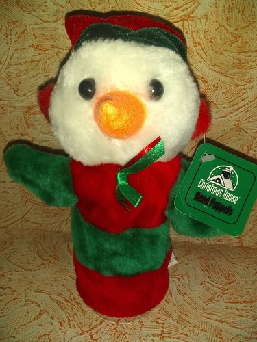 8" Rare Christmas House Snowman Plush Hand Puppet Toy NWT Stocking ...
