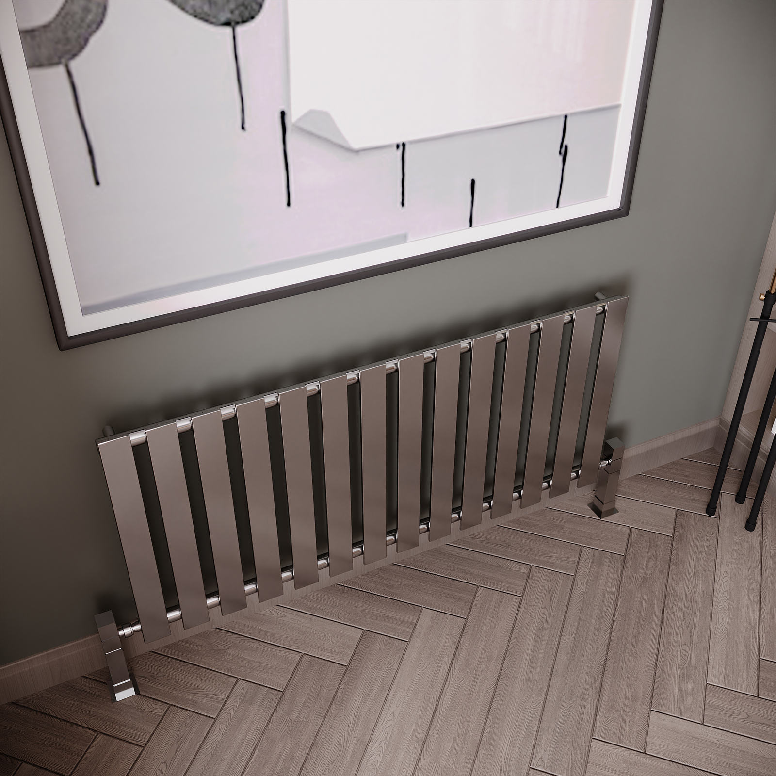 Reina Pienza Designer Horizontal Radiator 550mm H x 1165mm W Chrome | eBay