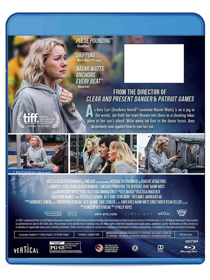 The Desperate Hour (Blu-ray) Naomi Watts Colton Gobbo Sierra Maltby (US ...