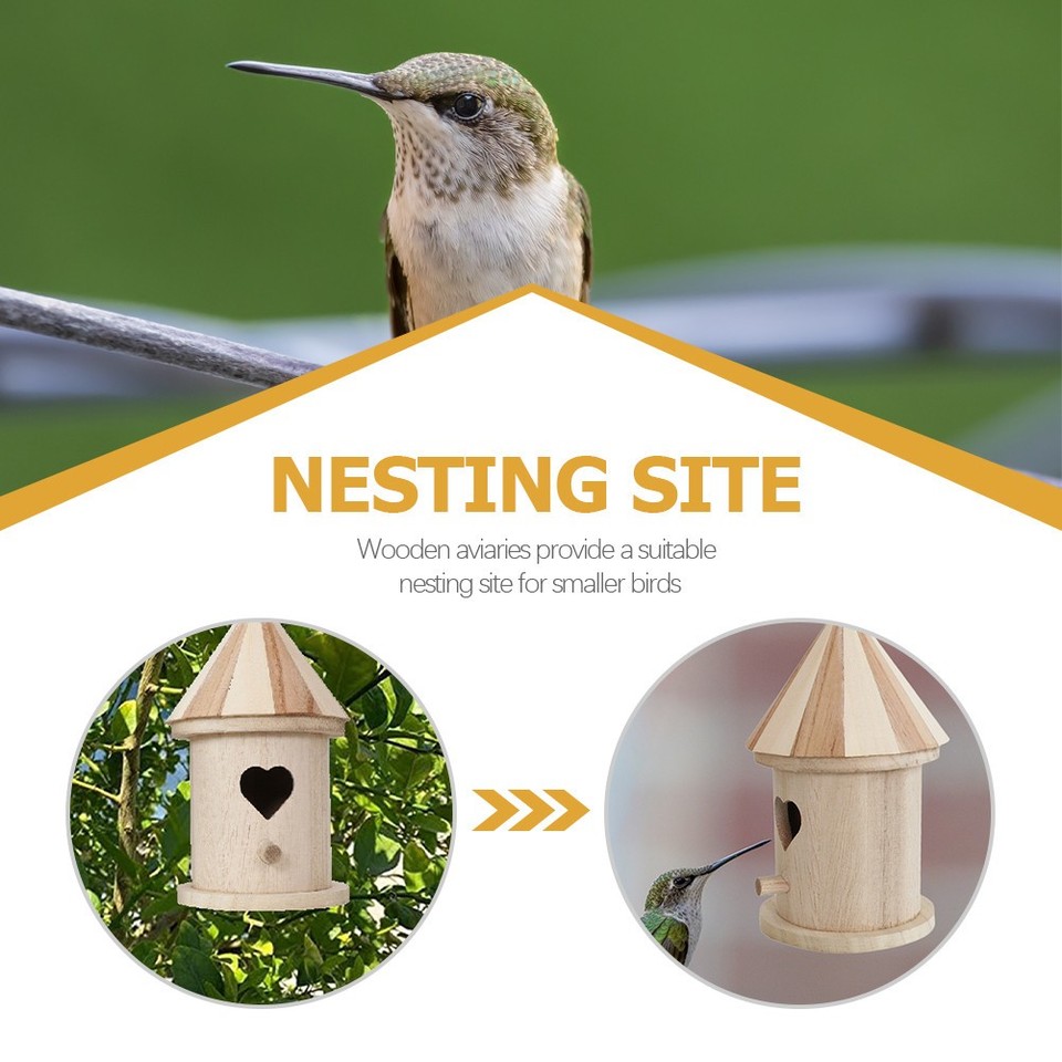 Wood Bird House Unfinished Paintable Wooden Bird House DIY Bird Box ...