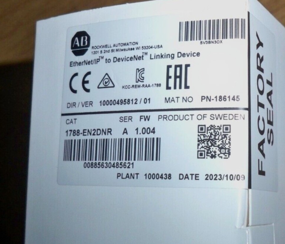 NEW Unopened Allen-Bradley 1788-EN2DNR ETHERNET LINKING DEVICE Free ...