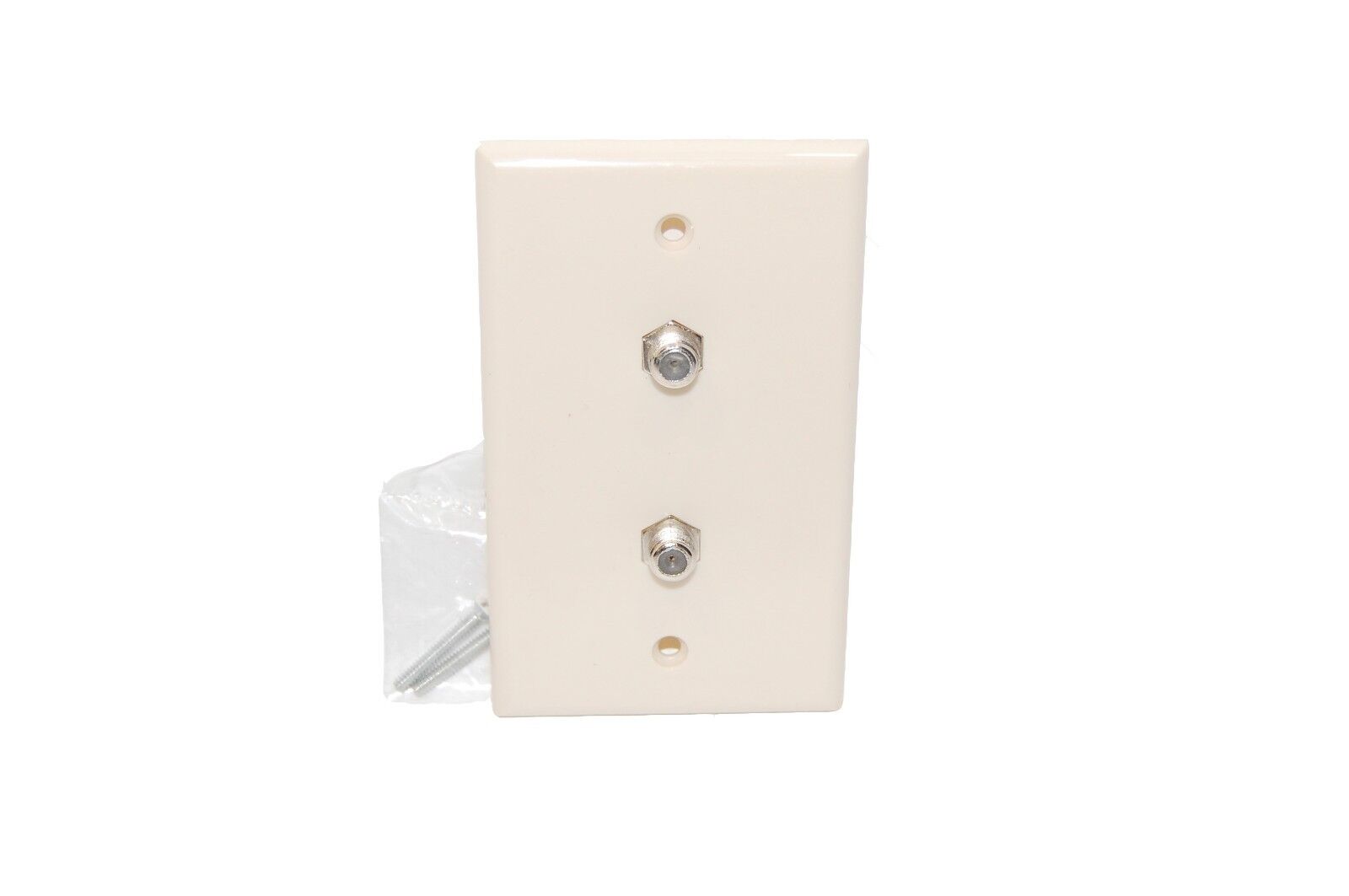 2 Socket TV Faceplate Wall Plate F81 Coaxial Light Almond (Off White ...