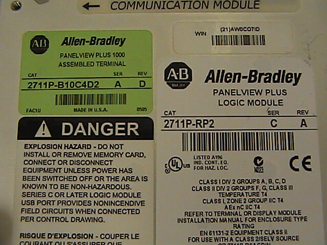 Allen Bradley Panel View Plus 1000 2711P-B10C4D2, 2711P-RDB10C | eBay