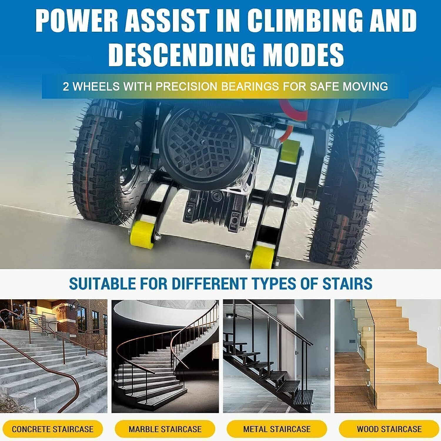 Electric Foldable Stair Climbing Hand Truck 1200-watt motor 880lb Max ...