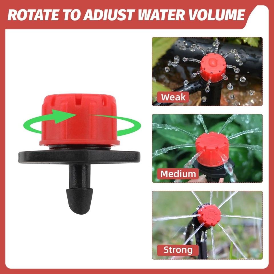 150PCS Adjustable Irrigation Drippers Sprinklers, 1/4 Inch Emitter ...