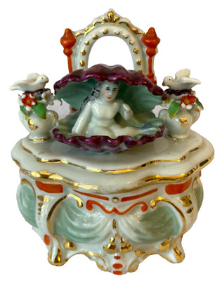 Victorian 1880s Conta & Boehme Porcelain Fairing Trinket Box Mermaid ...
