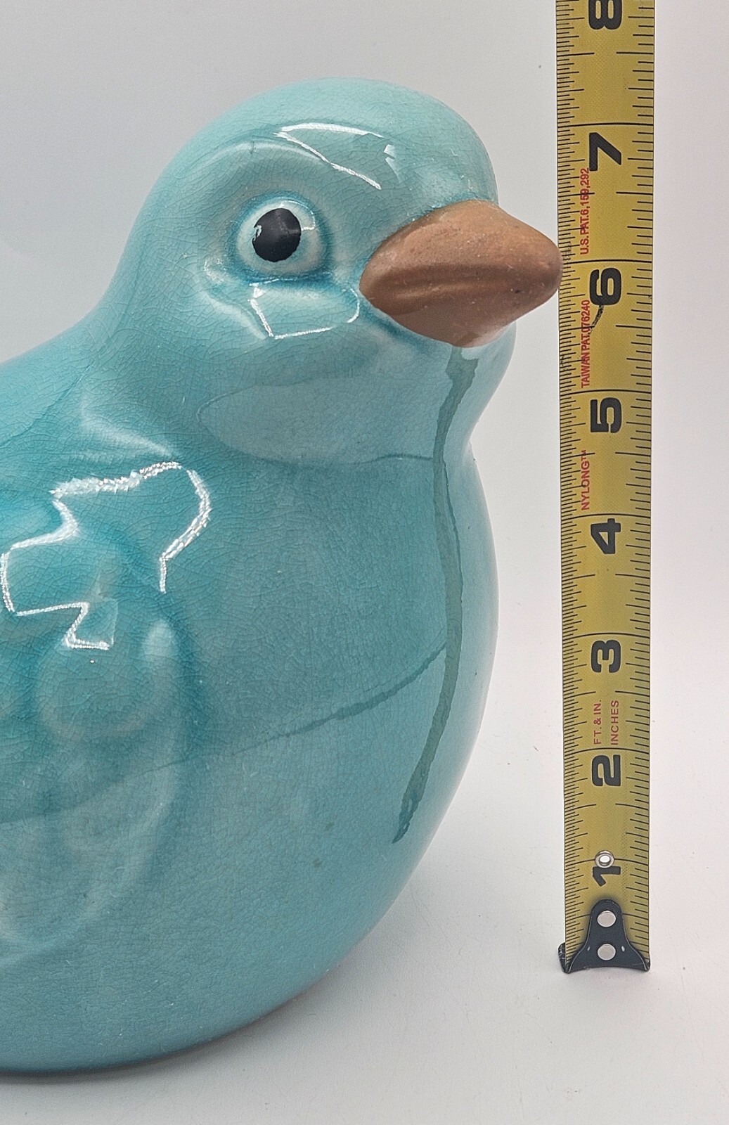 Large Teal Turquoise Ceramic Bird Figurine Bluebird Crackle Finish 7.25 ...