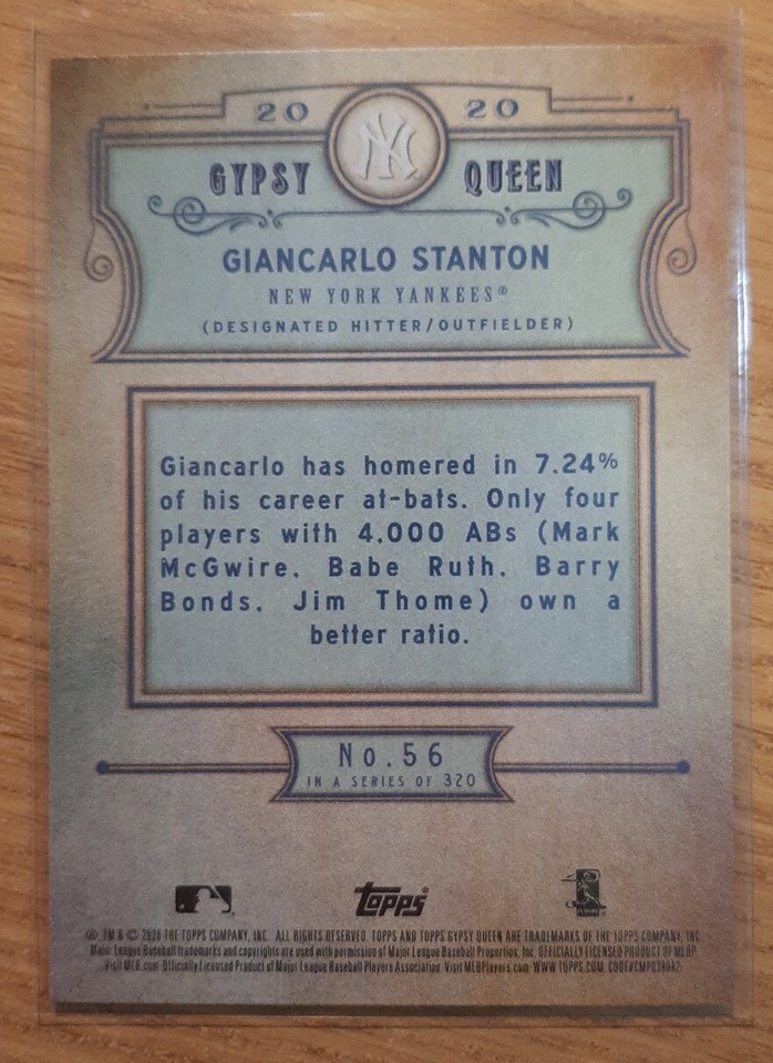 2020 TOPPS GYPSY QUEEN GIANCARLO STANTON #56 NEW YORK YANKEES | eBay