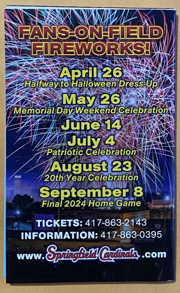 2024 SPRINGFIELD CARDINALS Schedule ⚾️ Minor Baseball Sked Not 2023 ...