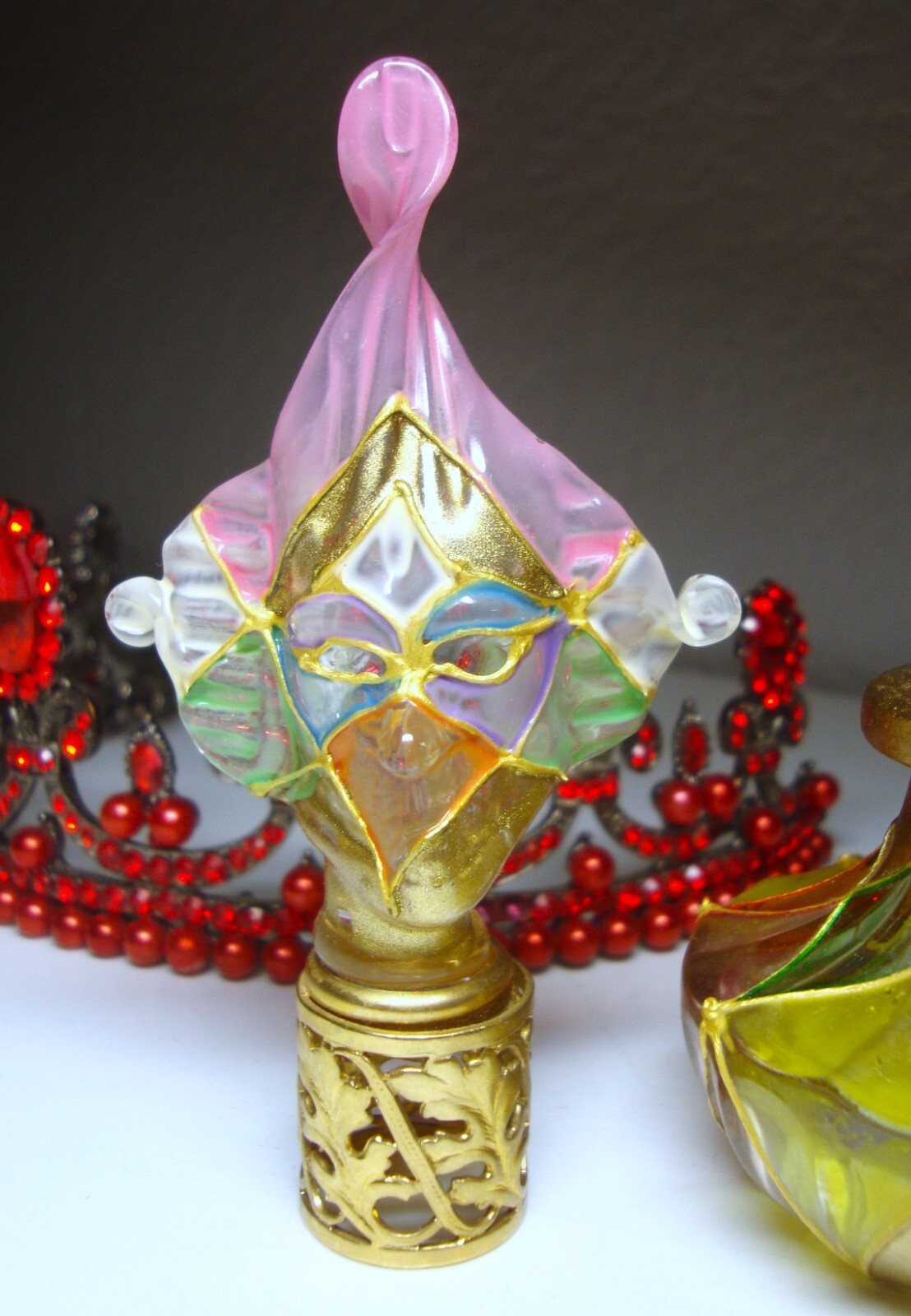 Unique Multicolored Harlequin Perfume Bottle - Harlequin Mask Cap | eBay