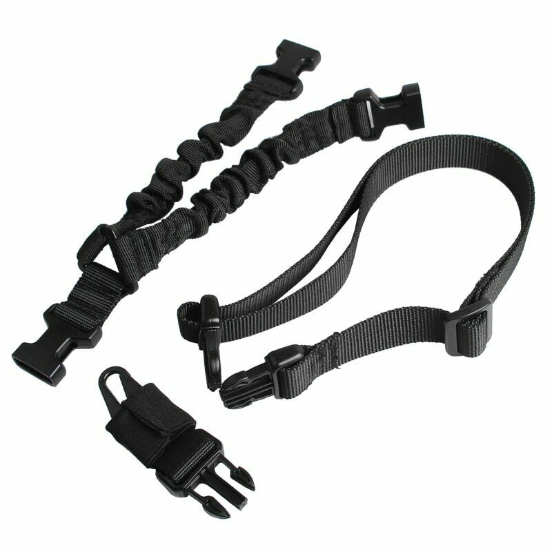Tactical One Single Point / Two / Three Point Sling Strap Bungee Rifle ...