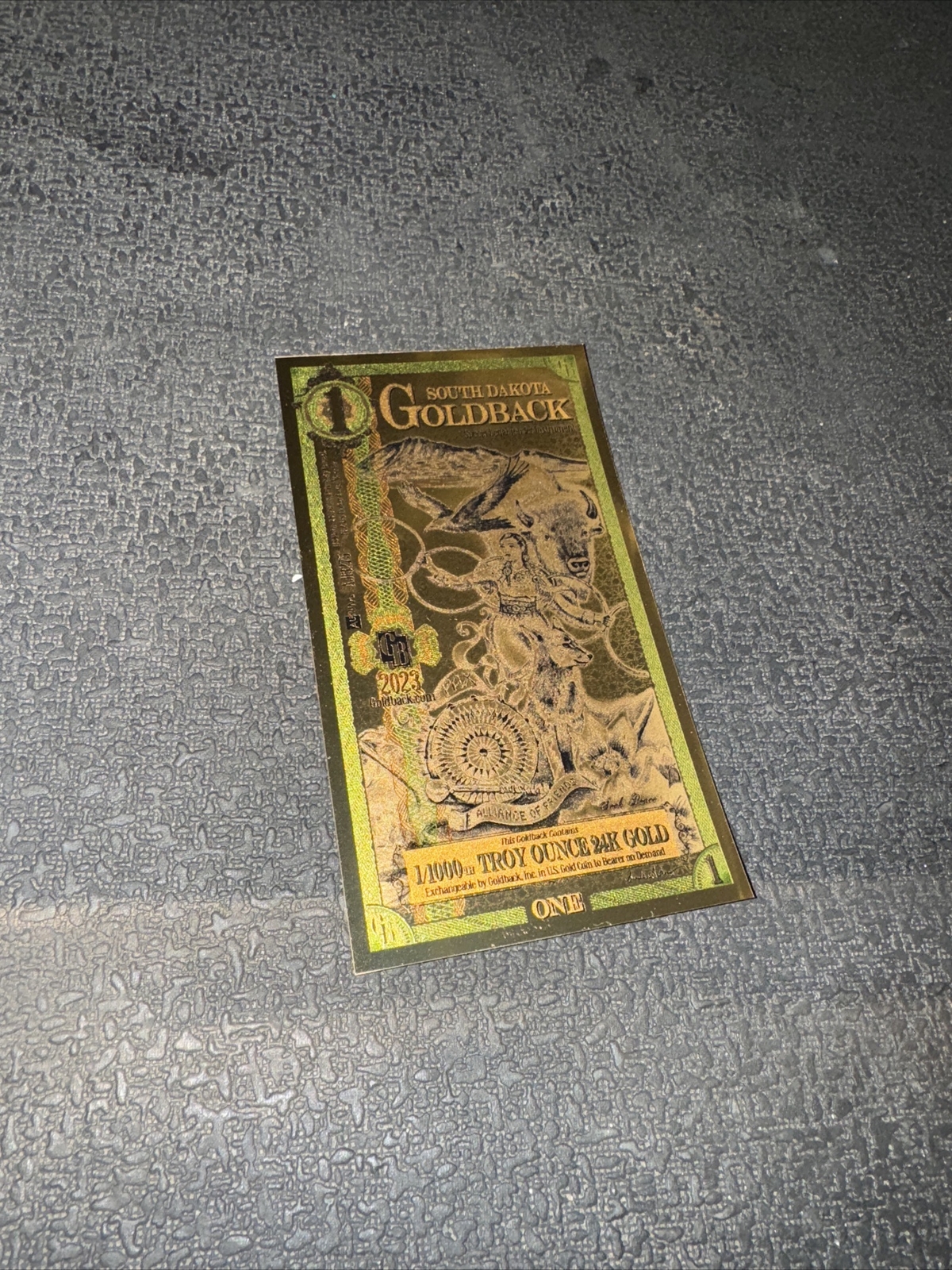 South Dakota Goldback .999 Gold Bullion Private Collector Currency 24K ...