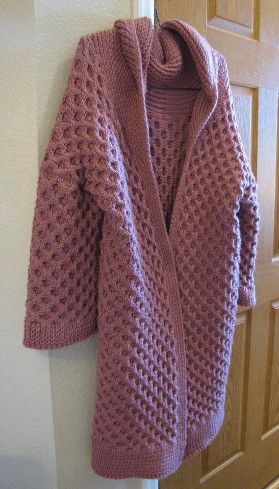 Handmade Knitted Women's Rose Long Coat Open Front Cardigan. | eBay