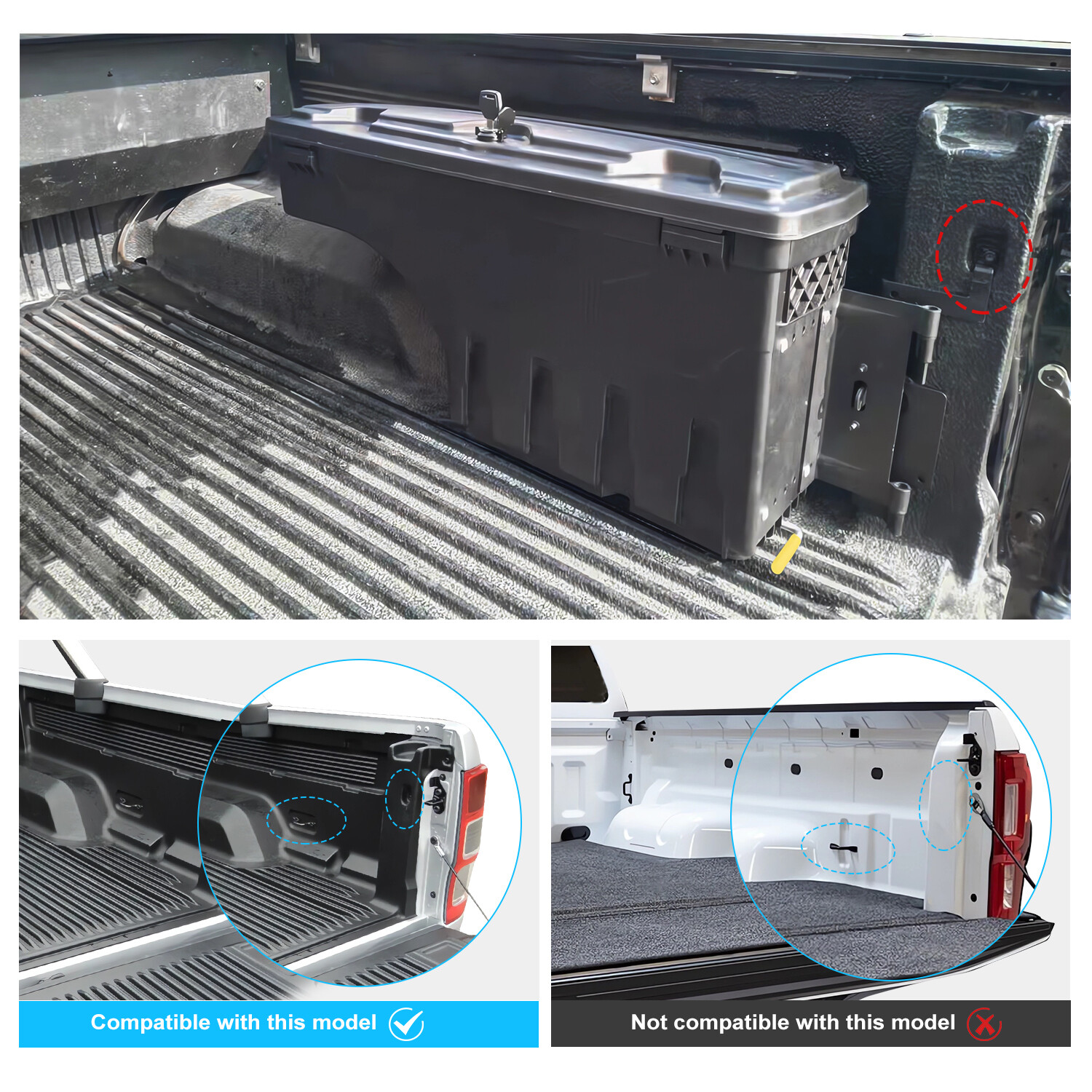 Truck Bed Storage Tool Box Swing Case for Ford Ranger 2012-2023 T6 ...
