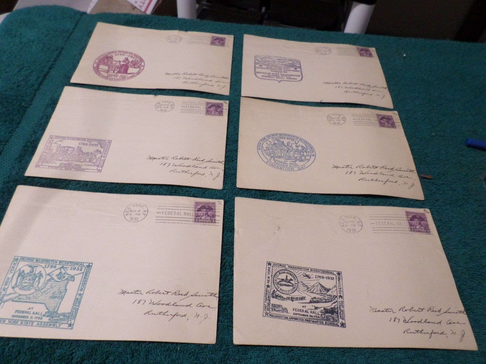 Set 6 Postal Envelopes 1932 George Washington Bi-Centennial, Robert ...