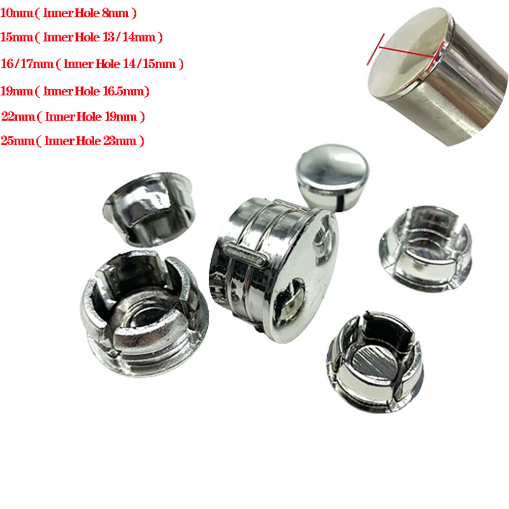 Silver Tube Inserts Chrome Metal Capped Pipe Plugs Round Blanking Bungs ...