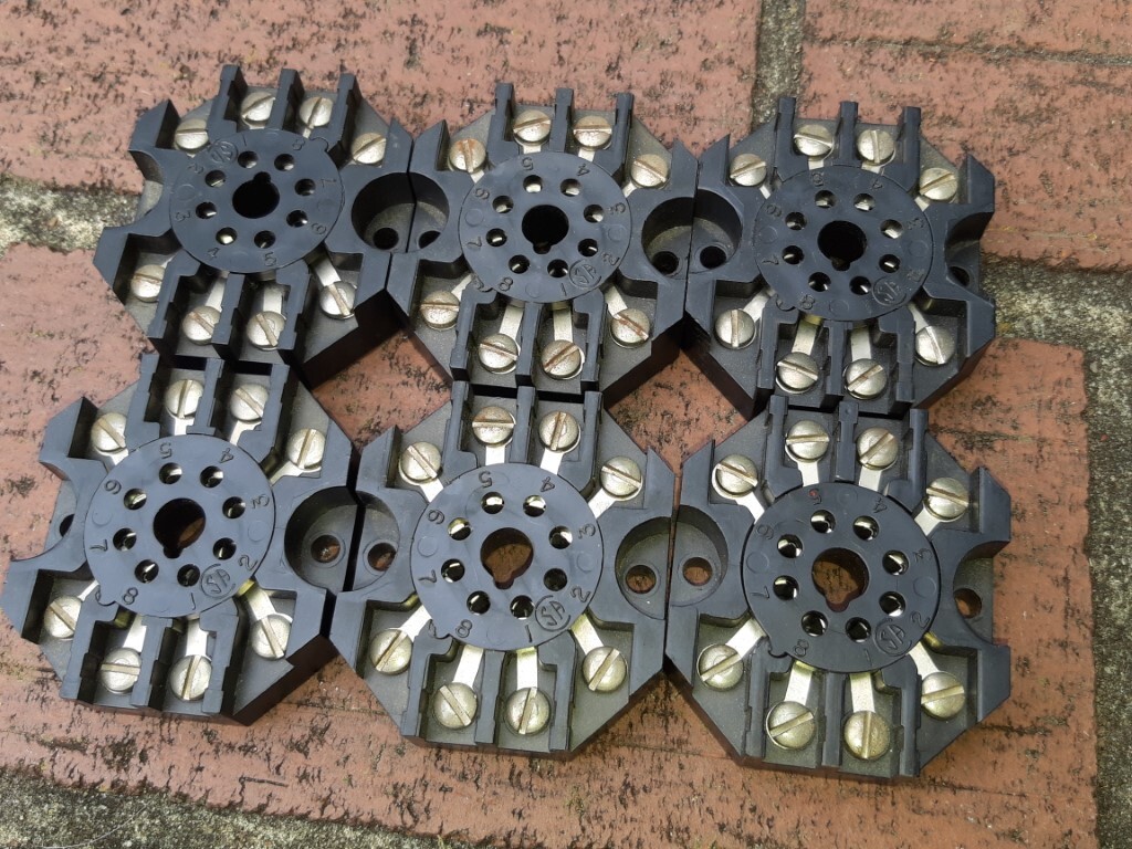 LOT OF 6 CUSTOM CONNECTOR RB08 RELAY SOCKET 10 AMP 300 VOLT 8 PIN FREE ...