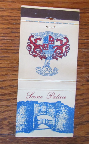 PERTH, ENGLAND MATCHBOOK COVER: SCONE PALACE TOURIST ATTRACTION ...