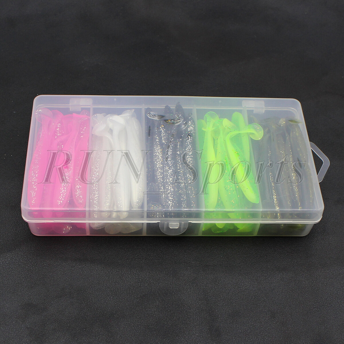 100pcs/kit 75mm Fake Shad Paddle Tail Worm Soft Fishing Lure Jig Bait ...