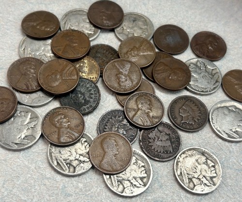 Old Mixed U.S. Coin Lot! Indian Head Penny, Wheat Cent, Buffalo Nickel ...
