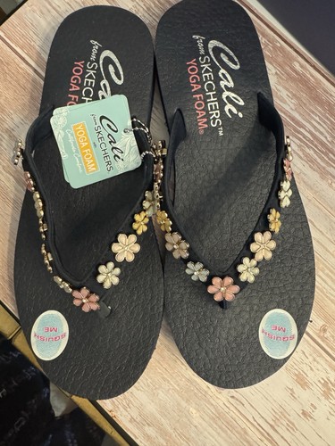 Skechers Cali Yoga Foam Flower Flip Flops | eBay