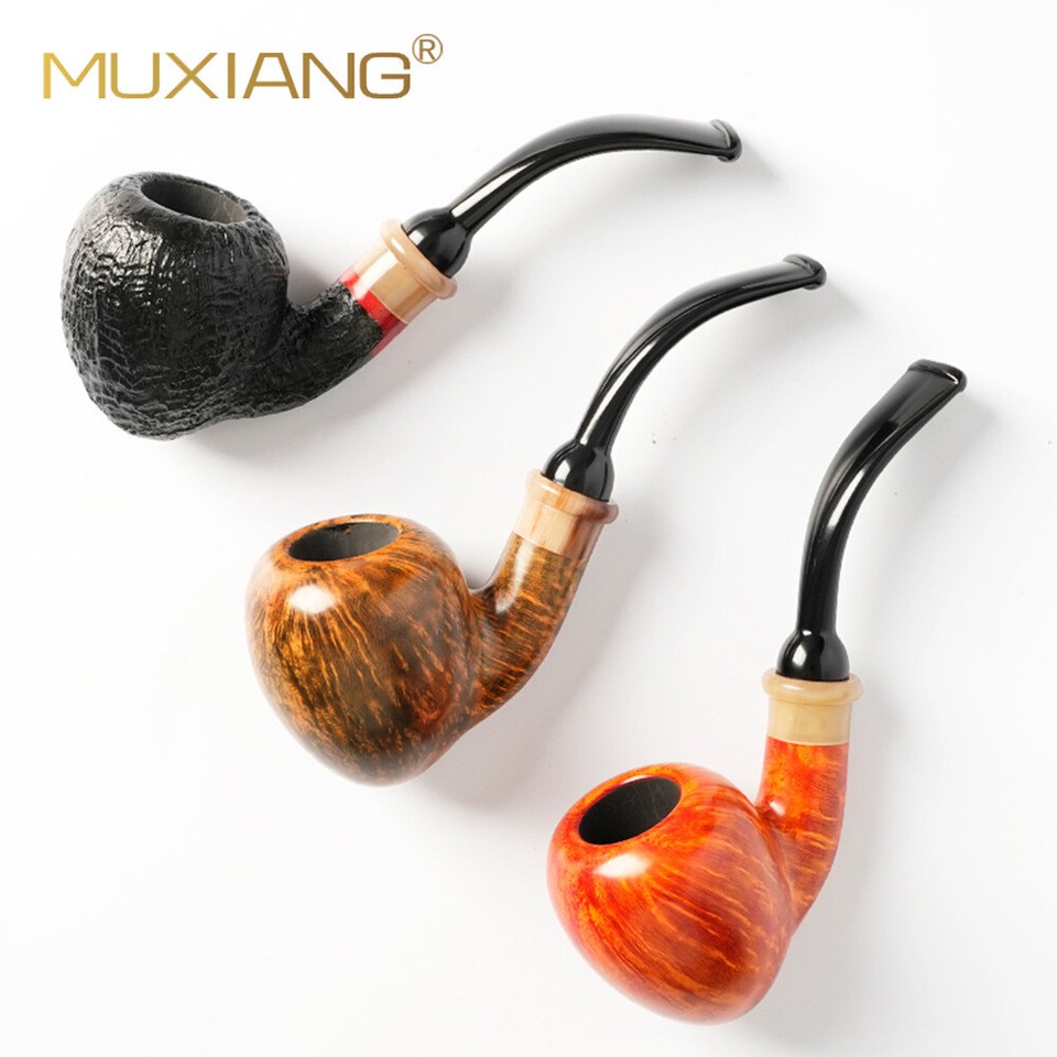 MUXIANG Briar Wooden Tobacco Pipe Smooth Smoking Pipe 3mm Acrylic Stem ...