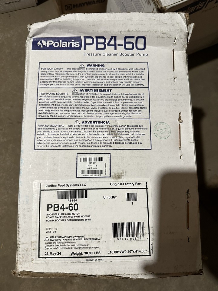 Polaris - PB4-60 3/4 HP Booster Pump for Pressure Side Pool Cleaners ...